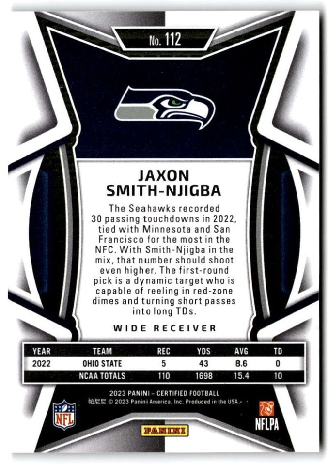 2023 Certified Mirror Bronze #112 JAXON SMITH-NJIGBA RC /275 Seattle ...