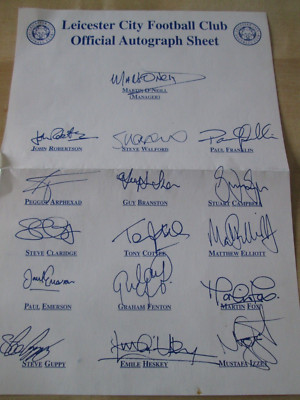 leicester 1995-1997 Printed Signed sheet autographs | eBay