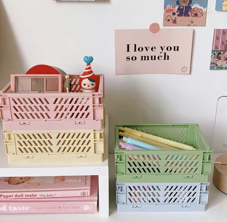 2 Collapsible Storage Box Organizer Basket Folding Small & Mini Bin ...