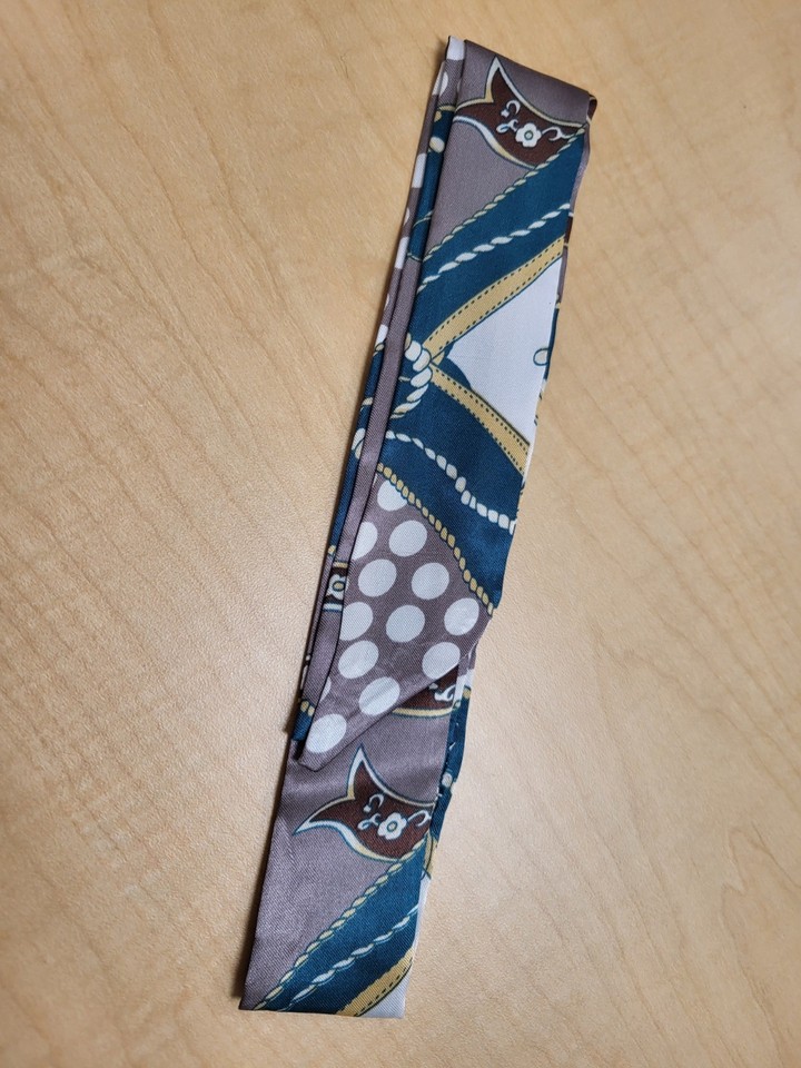 New In Package Silk Scarf Green Brown Gold Ivory Taupe Patterned Neck ...