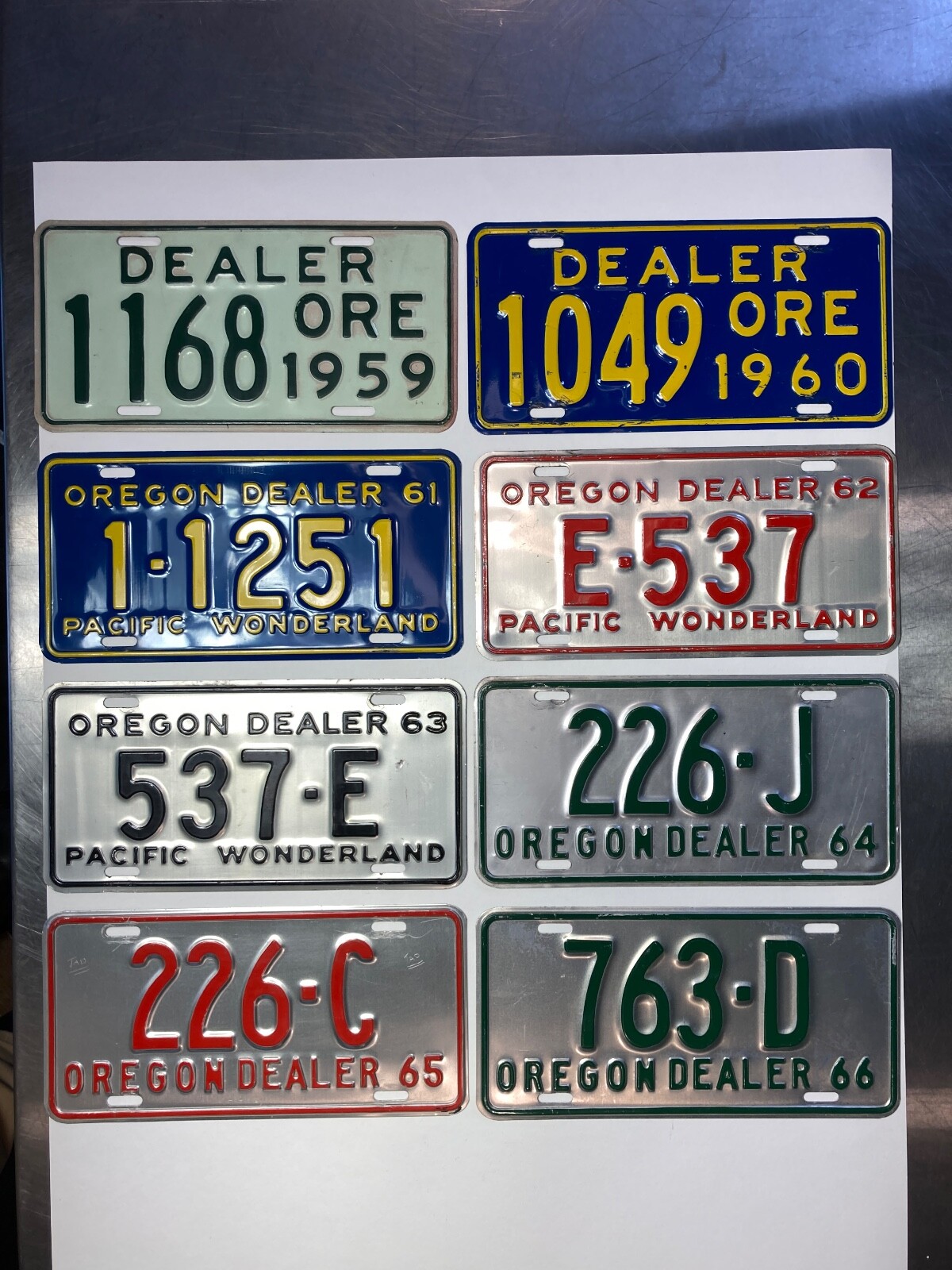 Lot of 16 Oregon Dealer License Plates, all years 1959 - 1974. NR ...