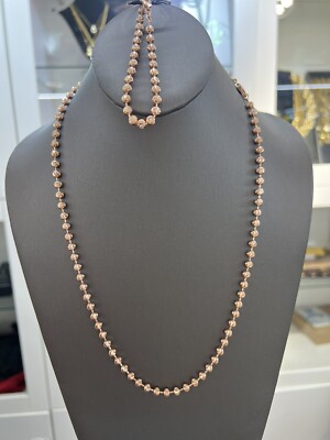 14k Solid Rose Gold Chain Round Bead Ball Chain Necklace + Bracelet | eBay