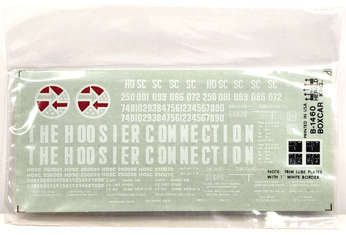 Herald King HO Scale Decals #B-1460 Hoosier Connection 50' Box Car ...