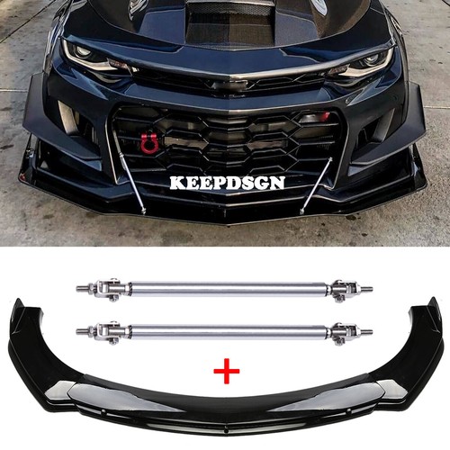 For Chevrolet Camaro SS ZL1 Gloss Front Bumper Lip Splitter Spoiler ...