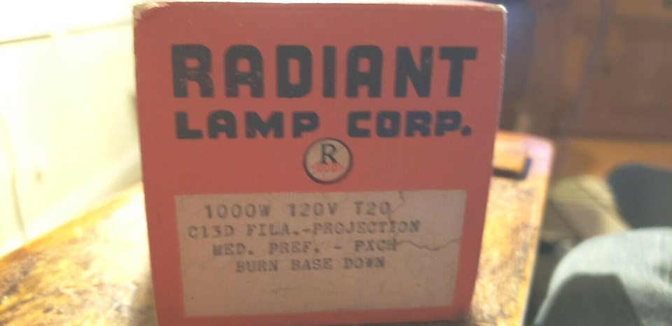 Projection Bulb 1000W 120V T20 C130 Filament Radiant Lamp Corp NOS | eBay