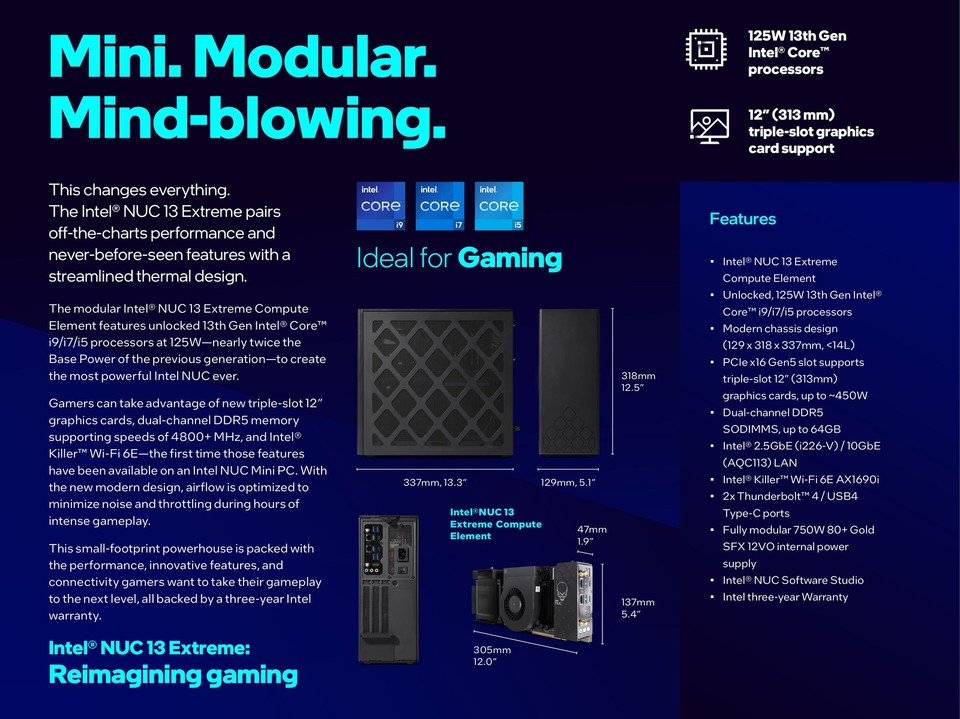 Intel NUC Gaming PC 13th Gen NUC13RNGi9 Core i9 13900K Processor Mini ...