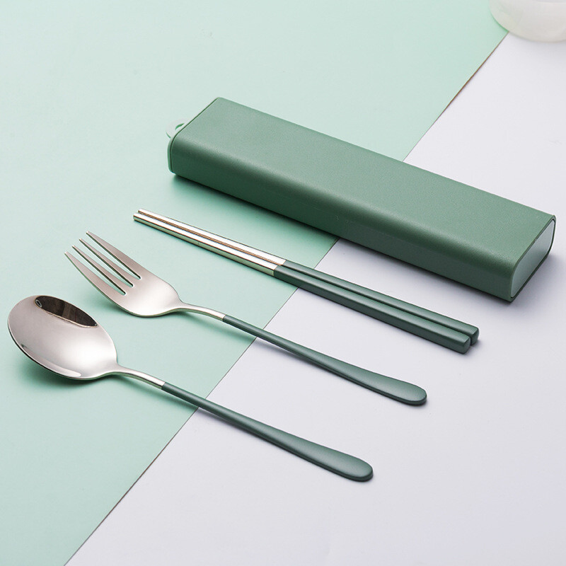Portable Utensils Fork Spoon Chopsticks Travel Camping Cutlery Set ...