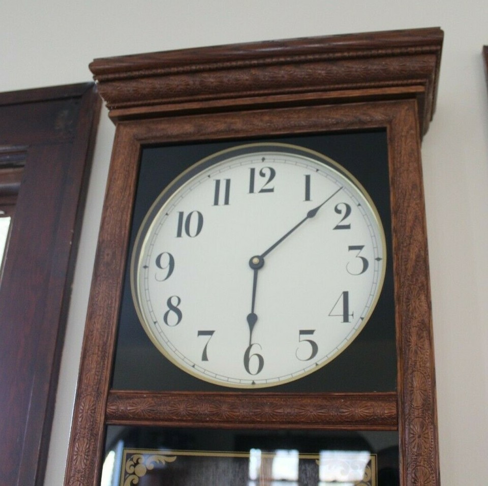 WISCONSIN Clock Co. Reproduction Oak Advertisement Regulator Wall Clock ...