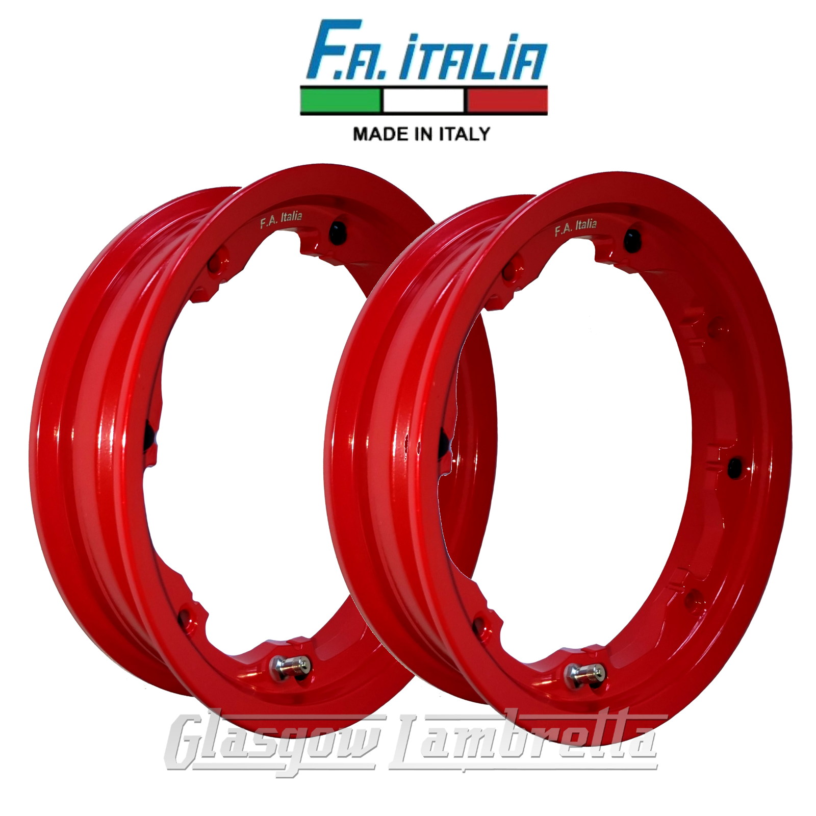 Lambretta Li Special 2 x TUBELESS WHEEL RIMS in RED Italian by FA ...