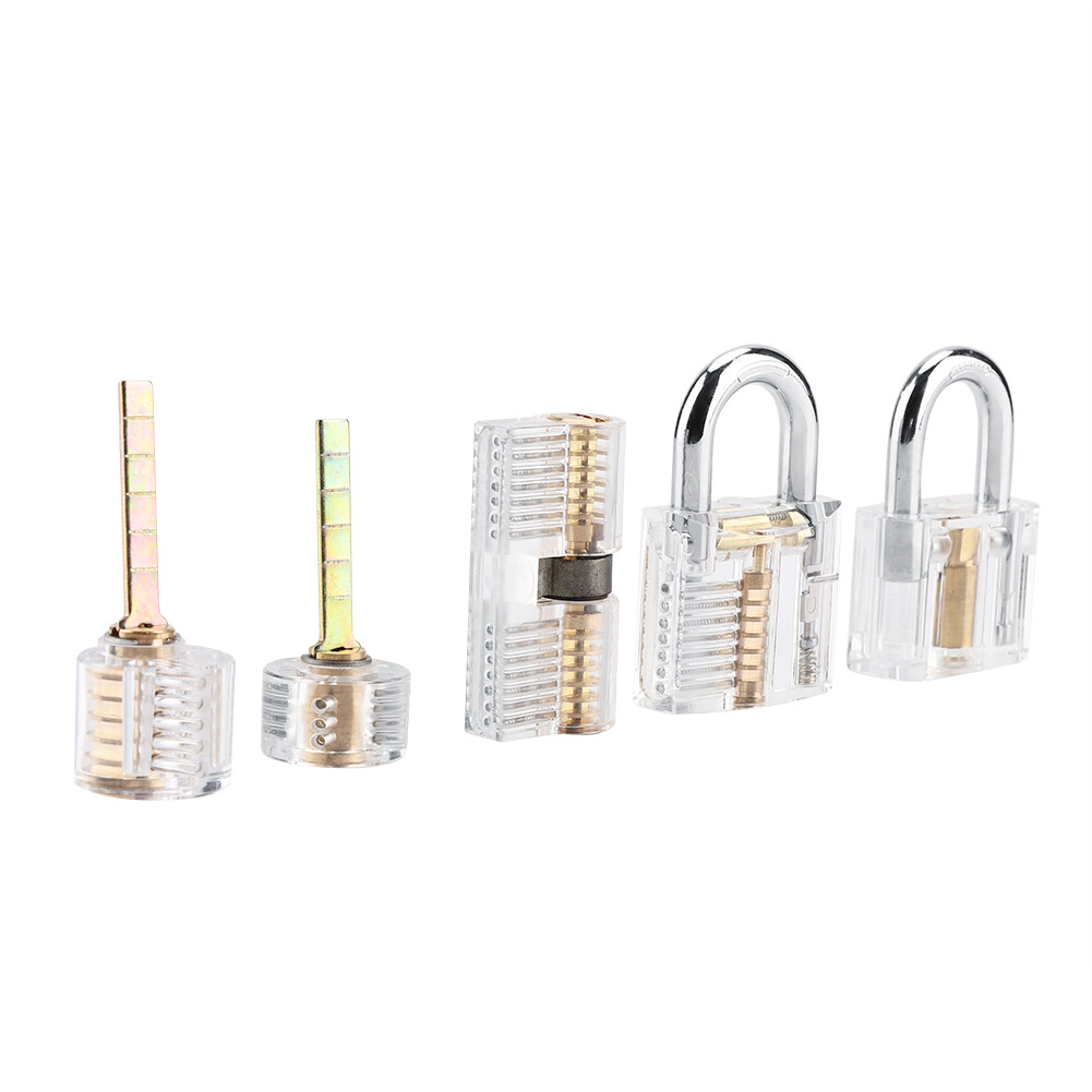 5 Pcs Transparent Padlock Set Pick Cutaway Lock With Key Removing Hook ...