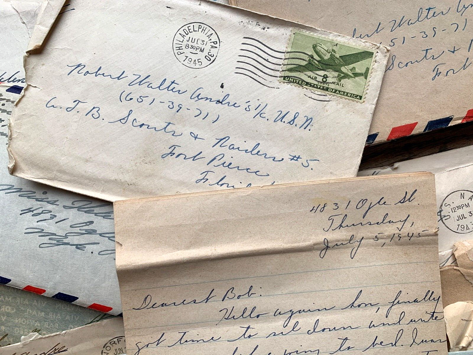 LOT 76 LOVE LETTERS Robert W Andre USS CINCINNATI WW2 WWII 1942 US NAVY ...