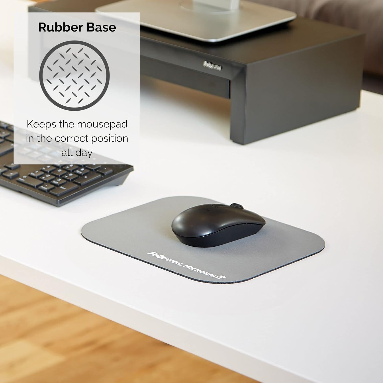 Fellowes Mouse Mat with Non-Slip Rubber Base - Mouse Pad with ...