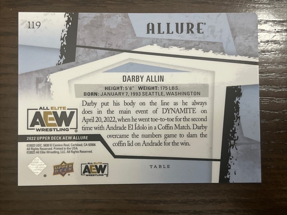 2022 Upper Deck Allure AEW Table #119 Darby Allin | eBay