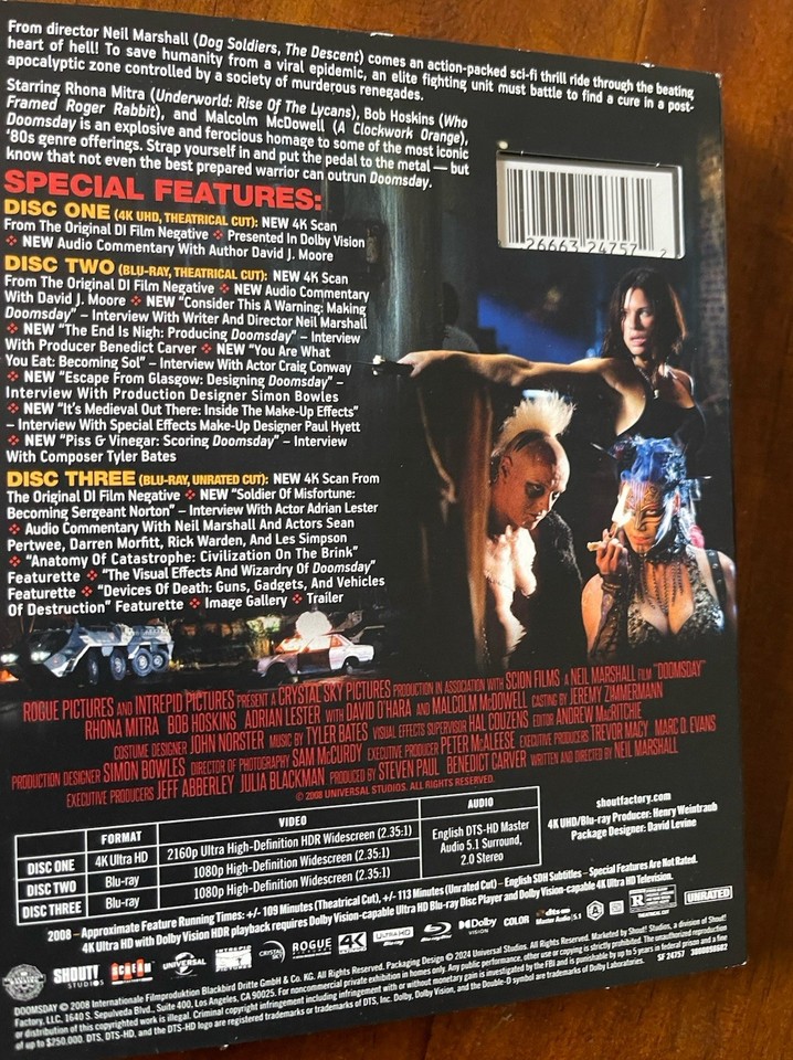 Doomsday (2008) Scream Factory 4K UHD & Blu Ray (3 Disc Set) Limited ...