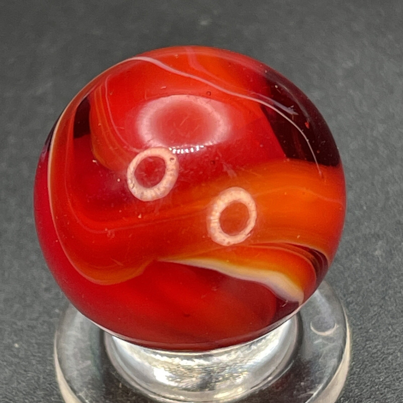 Christensen Red Hand Gathered 9 & Tail CAC Slag Marble Vintage Marbles ...