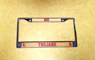 Vintage CHROME USC Trojans License Plate Frame University Southern ...