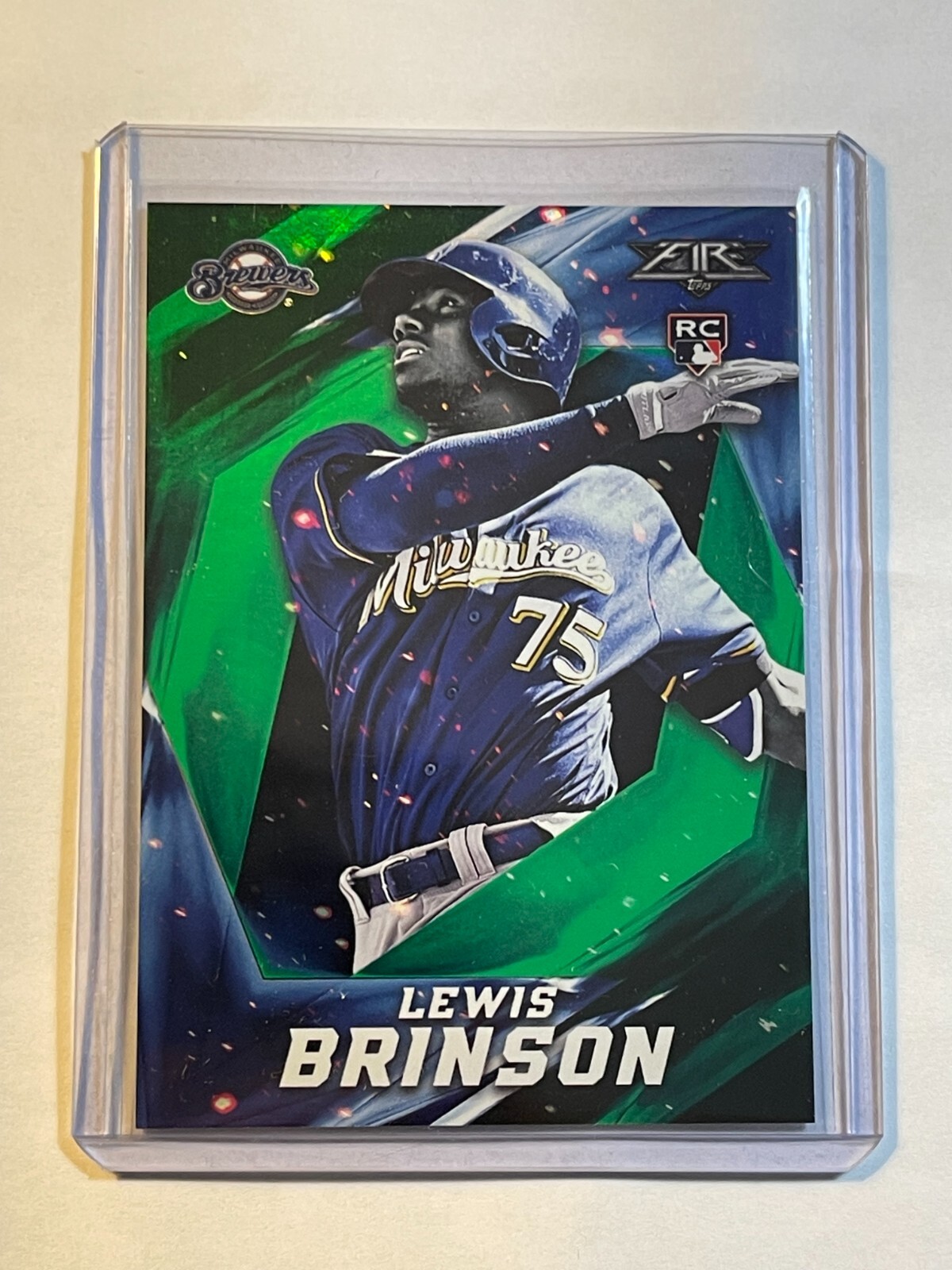 Lewis Brinson 2017 Topps Fire Green Foil #ed /199 #84 Rookie Card RC ...