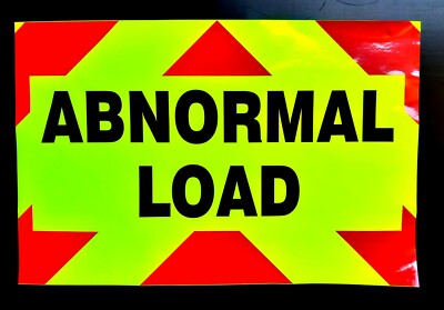 Abnormal Load Sign Fluorescent Large (900mm x 600mm) Self Adhesive ...