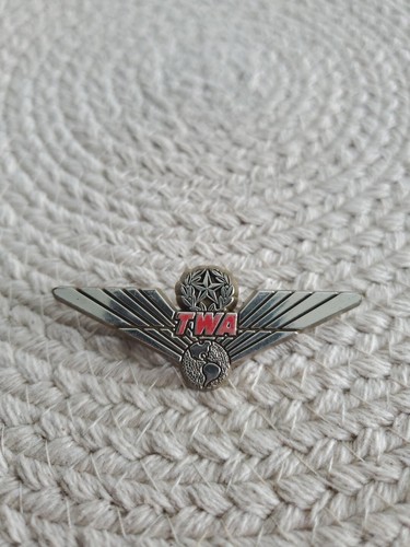 Vintage TWA Stewardess Flight Attendant Uniform Wings Pin Badge Plastic ...