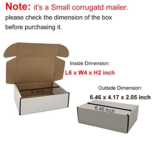 50 Pack 6x4x2'' Small Shipping Boxes Cardboard Corrugated Mailers White ...