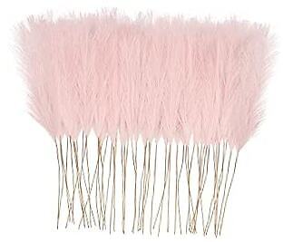 50pcs Pink Faux Pampas Grass Decor, 26" Short Artificial Pompous Grass ...