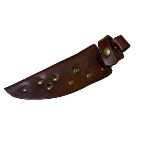 Vintage Brown Leather Knife Sheath Brass Rivets Handmade Belt Loop ...