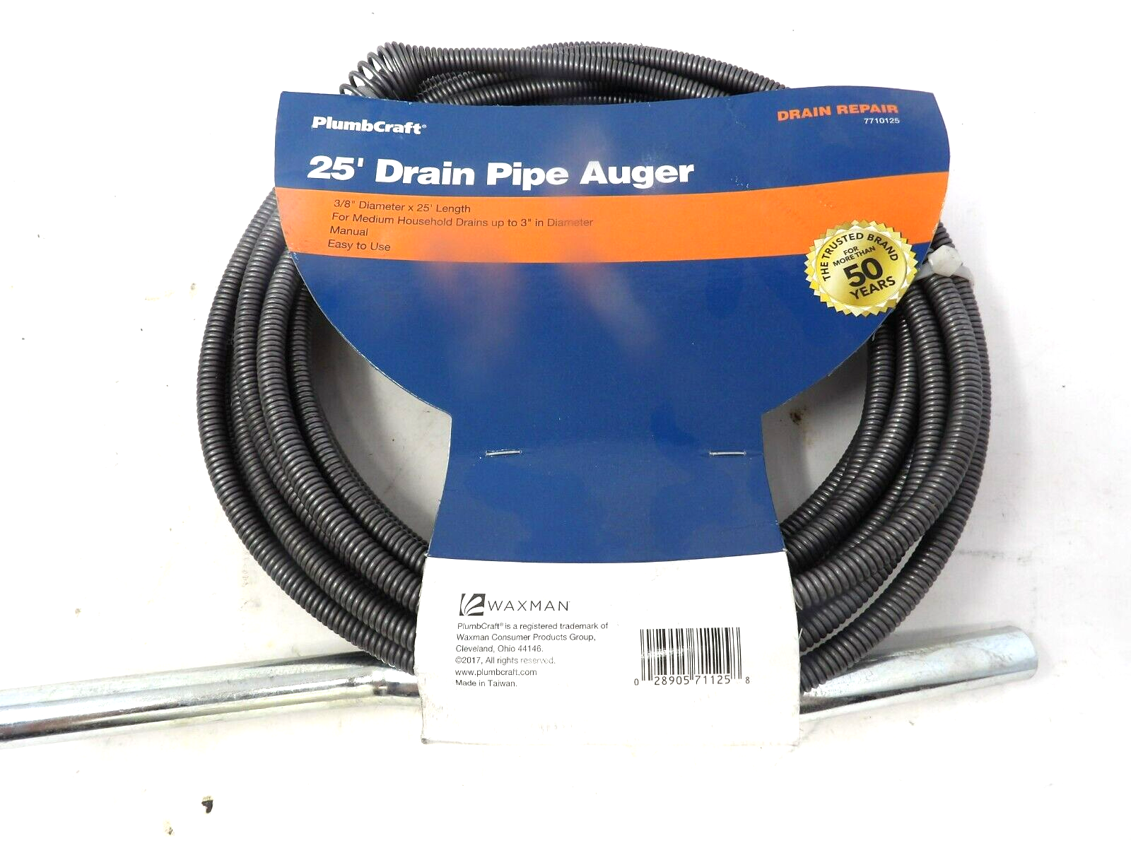 Plumbcraft 25' Drain Pipe Auger/ Snake 7710125 3/8"x 25' | eBay