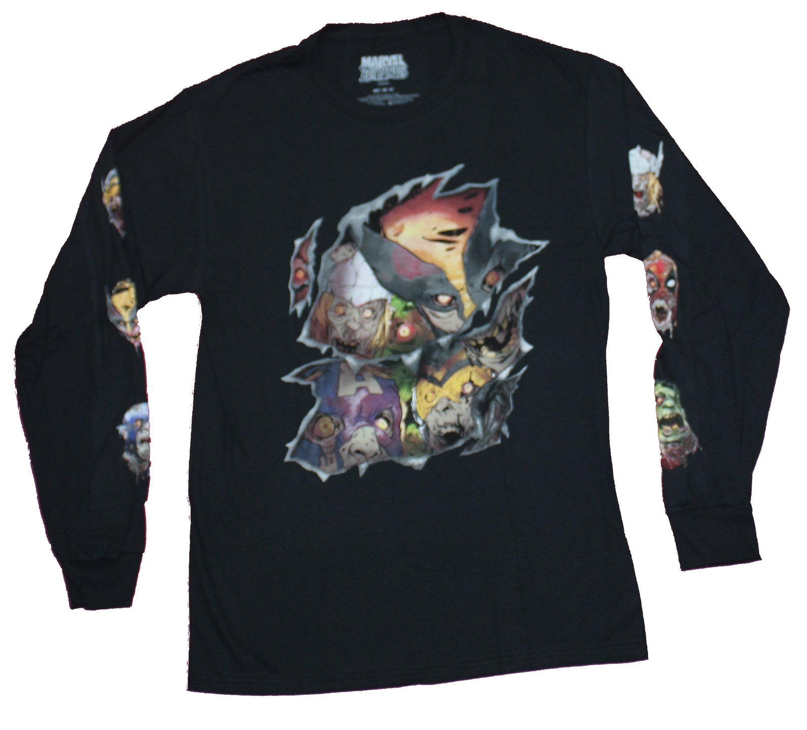 Marvel Zombies Mens Long Sleeve T-Shirt - Marvel Zombie Heads Ripping ...