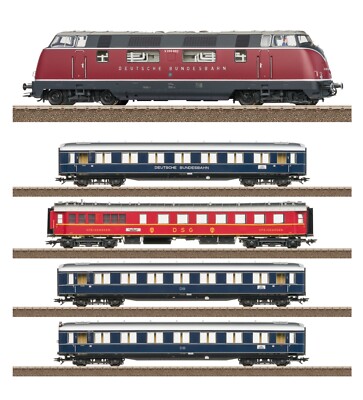 Spur H0 Trix 25500 Diesellokomotive BR V 200 + Schnellzugwagen-Set "F ...