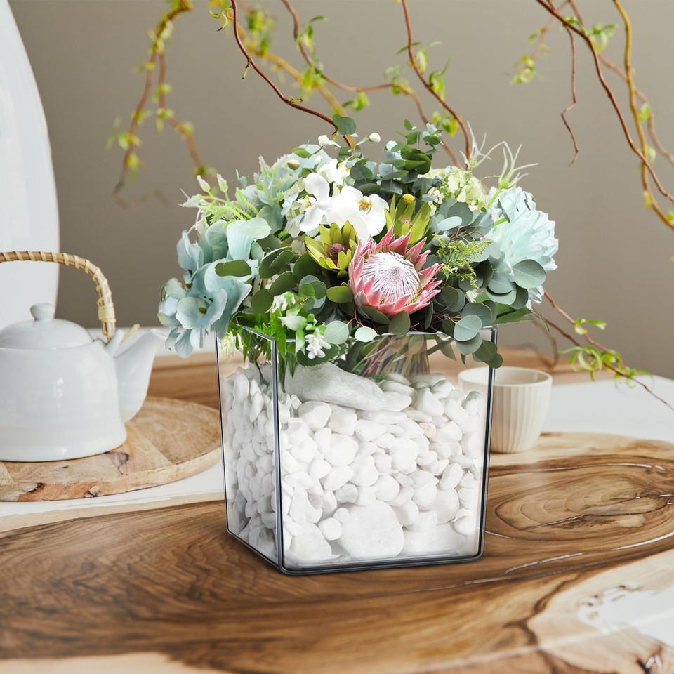 6 Pieces 6 x 6 Acrylic Square Vases for Centerpieces Clear Plastic Vase ...