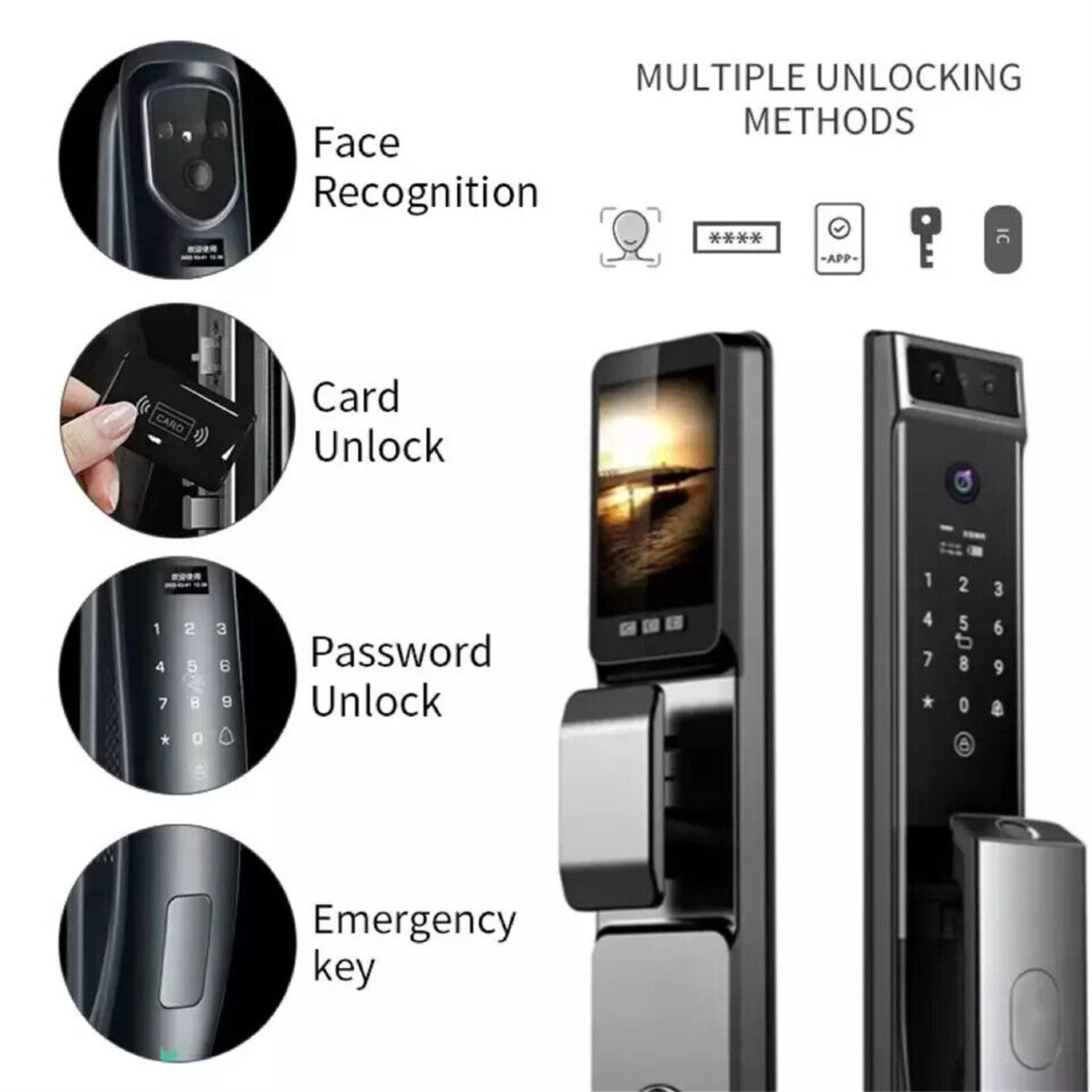 Visual cat eye smart door lock 3D face security biometric smart door ...