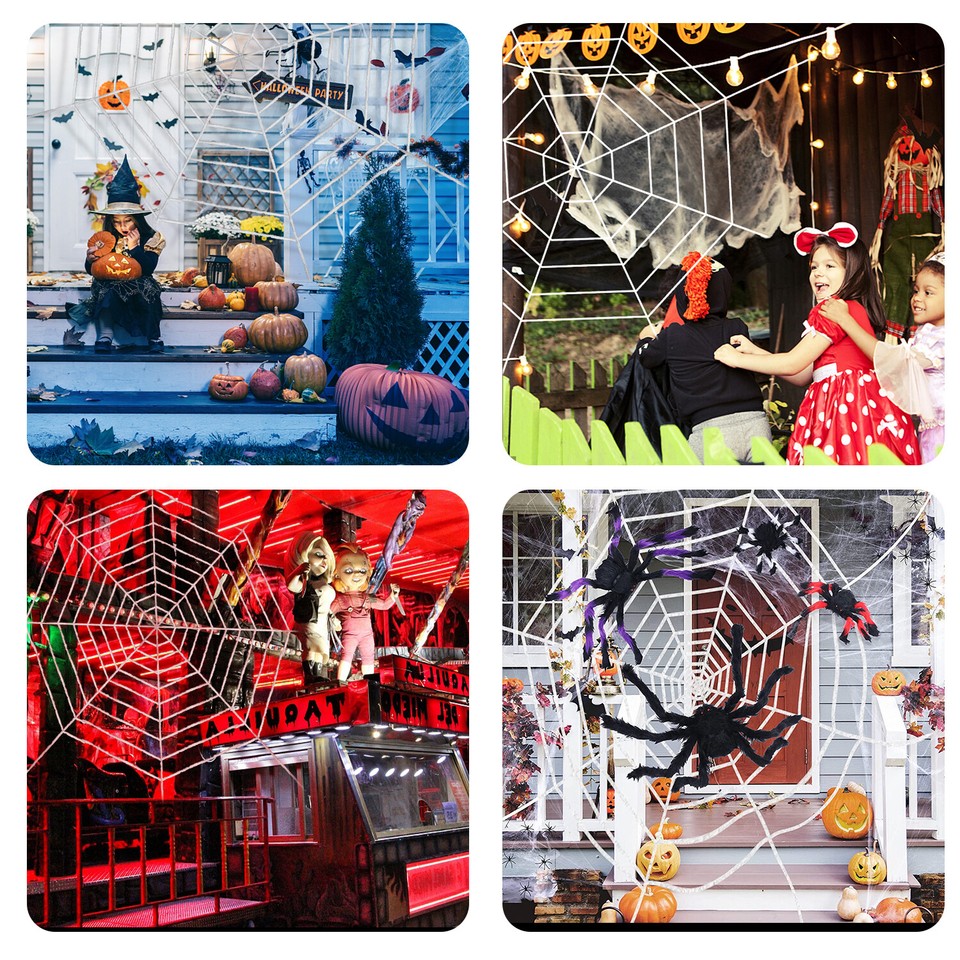 Halloween Huge Spider & Spider Web Haunted House Prop Indoor Outdoor ...
