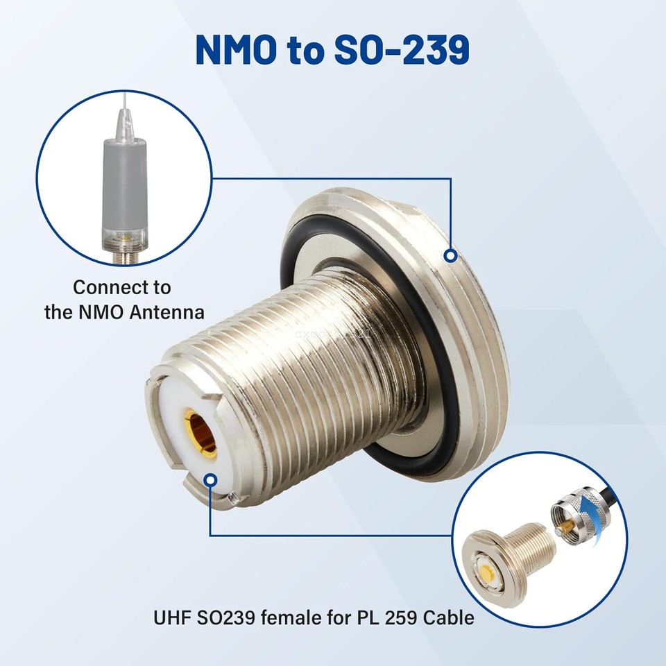 Ham Radio Antenna NMO to PL259 Female Coax Connector 5/8" Mount VHF UHF ...