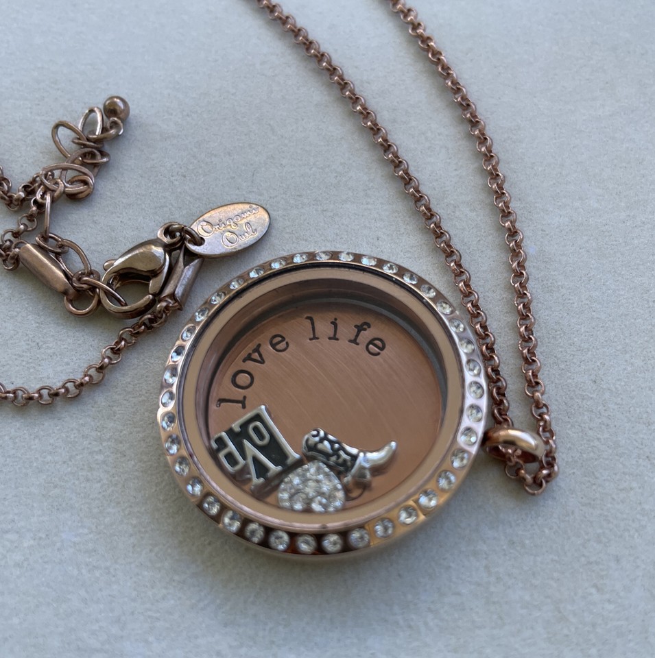 VTG Origami Owl Necklace Open Locket Pendant Snowflakes & Crystal ...