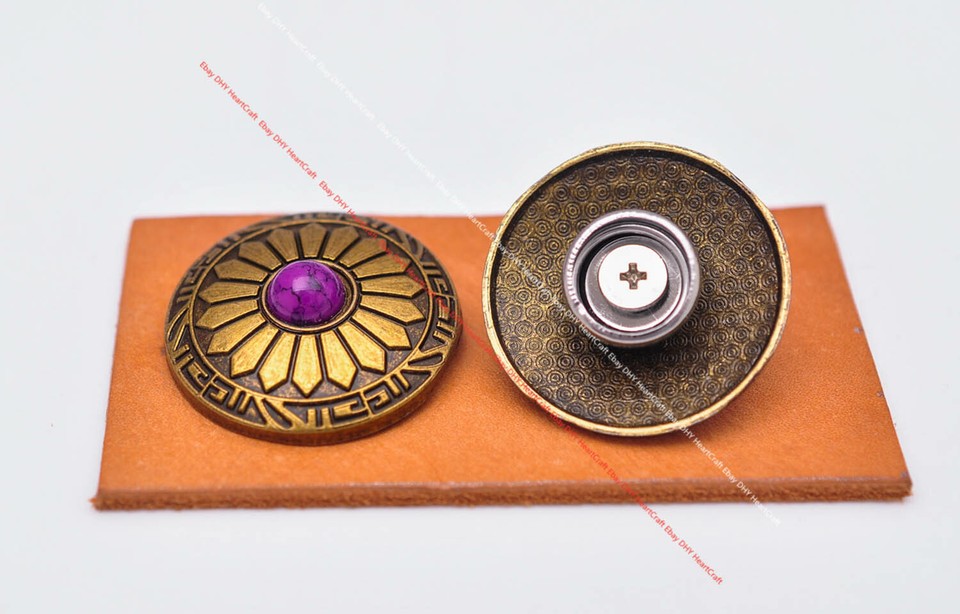 10X Brass Sun Flower Leathercraft Turquoise Concho Snap Button ...