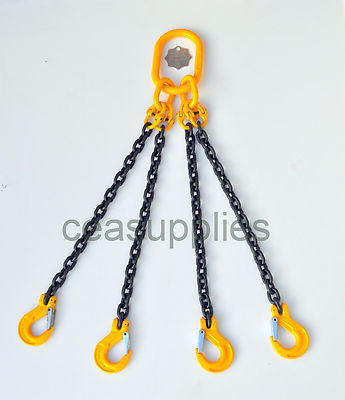 10mm 4 leg Lifting Chain Sling SWL 6.5 TON EWL 2M Clevis Sling Hook ID ...