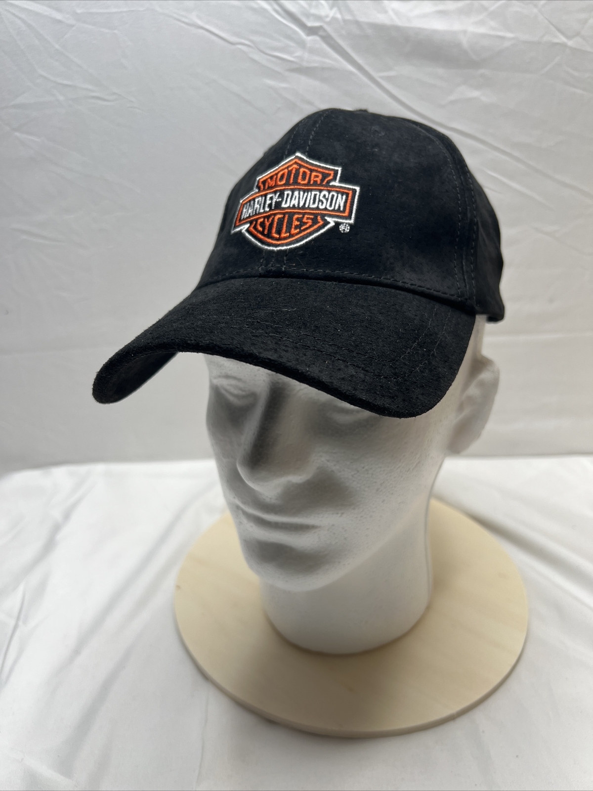 Harley Davidson F&M Leather Suede Feel Black Shield Cap Hat Super Cool ...