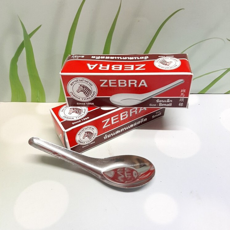 12 Pcs Zebra Thai Stainless Steel Silver Spoon for Ramen ,Rice , Soup ...