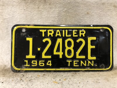 Vintage 1964 Tennessee Trailer License Plate | eBay