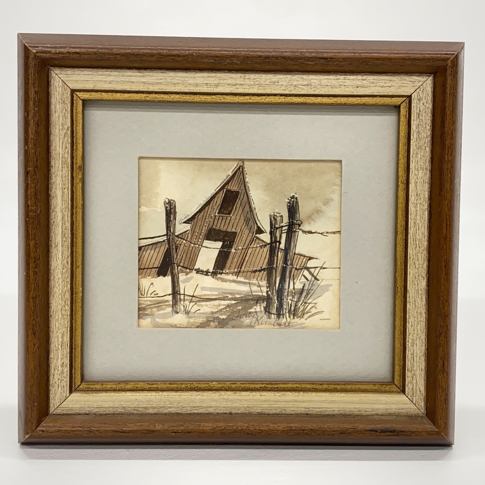 Judy Kimball Miniature Watercolor Painting Watercolor Barn Scene Signed ...