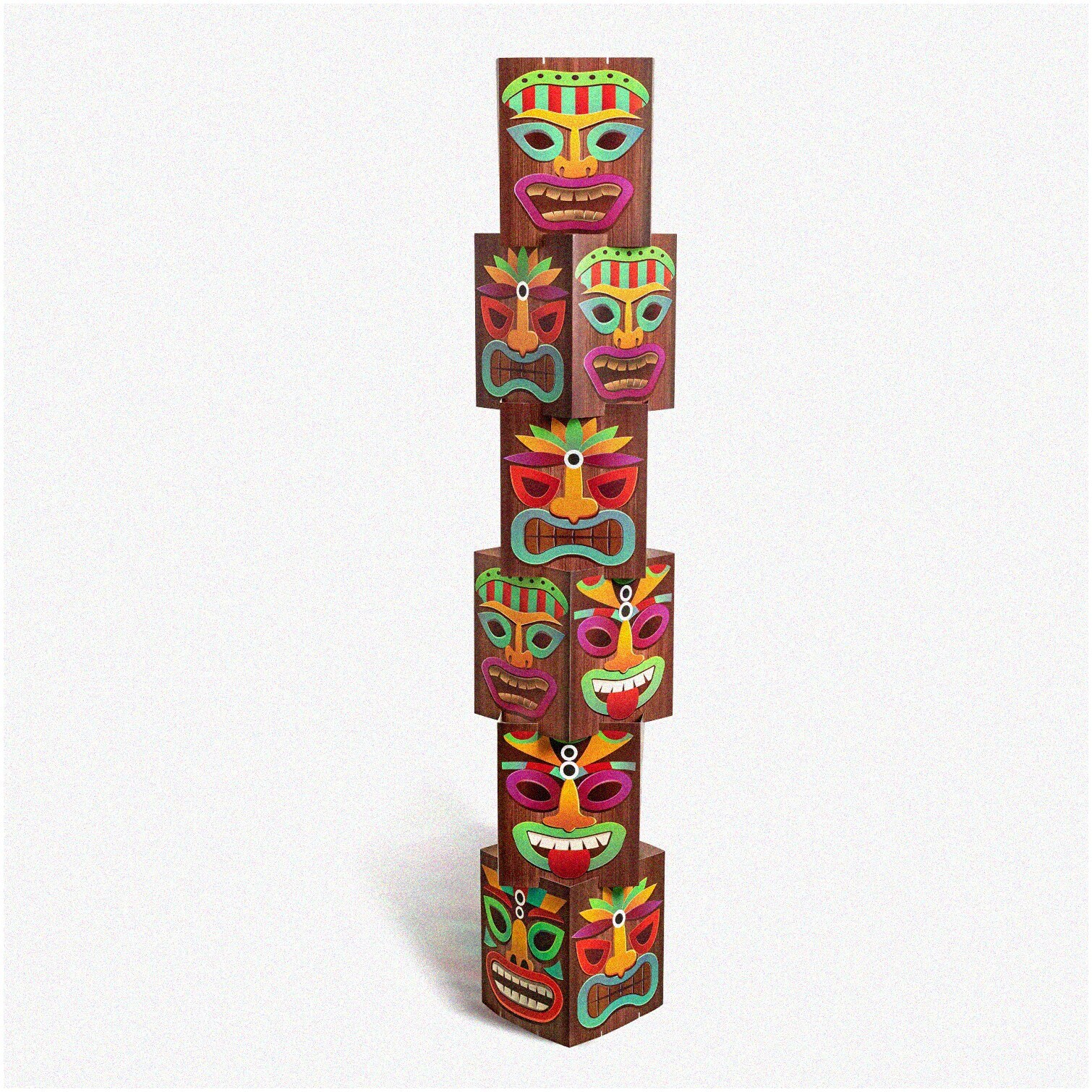 Tiki Totem Luau Party Kit - 6pcs 68.8" Tall Hawaiian Tiki Columns for ...