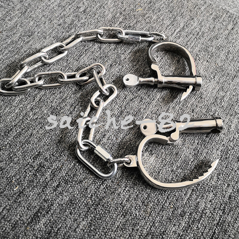 New Stainless Steel Horseshoe Handcuff Long Chain Couples Games Bound ...