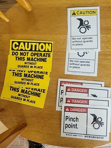 9 CAUTION PINCH POINT SAFETY STICKERS YELLOW POLYESTER LABELS 3 1/2" X ...