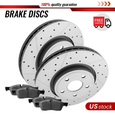 Front Drilled Rotors Ceramic Brake Pads for Dodge Durango Jeep Grand ...