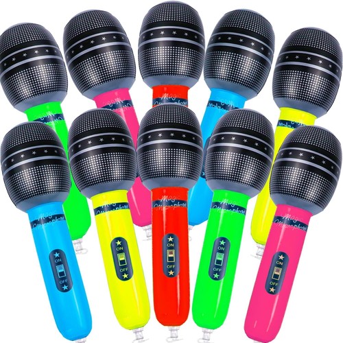 10 PCS Inflatable Microphones Blow up Microphone, Plastic Microphone ...