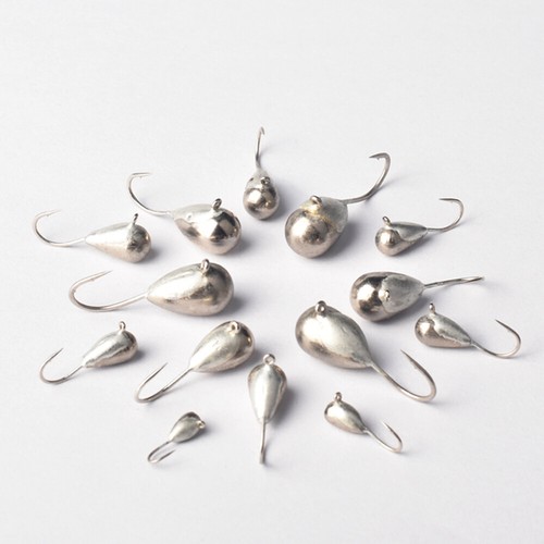 MUUNN 50pcs Unpainted Teardrop Tungsten Ice Fishing Jigs, Teardrop Ice ...