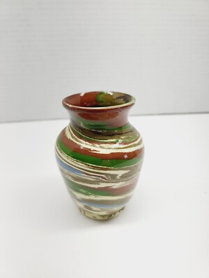 Desert Sands Pottery Vase, Swirled Pottery, Green, Cream, Brown, Blue ...