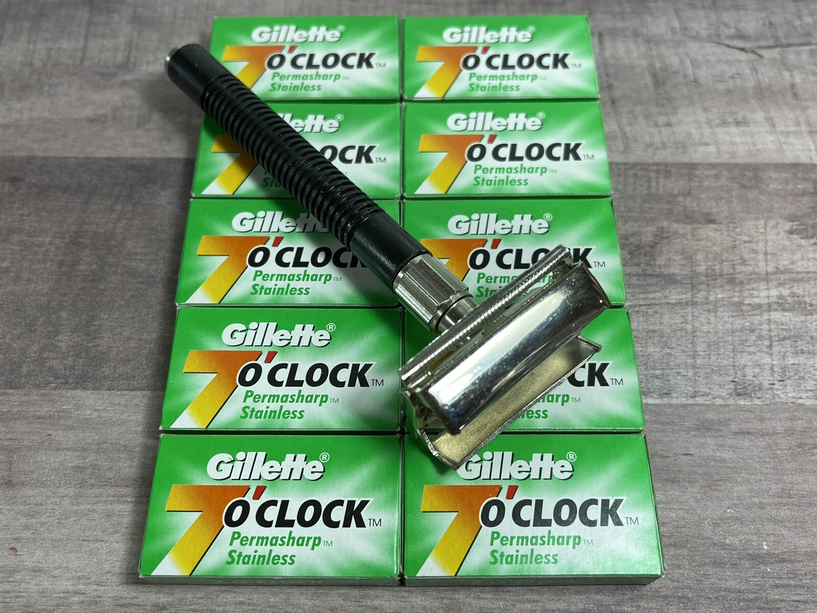 100 X GILLETTE 7 O'CLOCK PERMASHARP SHAVING BLADES W BUTTERFLY SAFETY ...