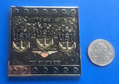 US NAVY CHALLENGE COIN USS CARL VINSON (CVN- 70) 2016 CHIEF / CPO KHAKI ...