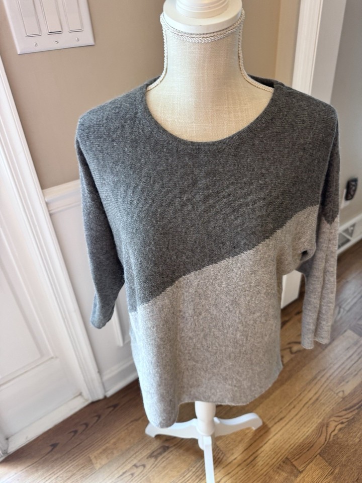 Market & Spruce Gray Asymmetrical Sweater, Size Large | eBay